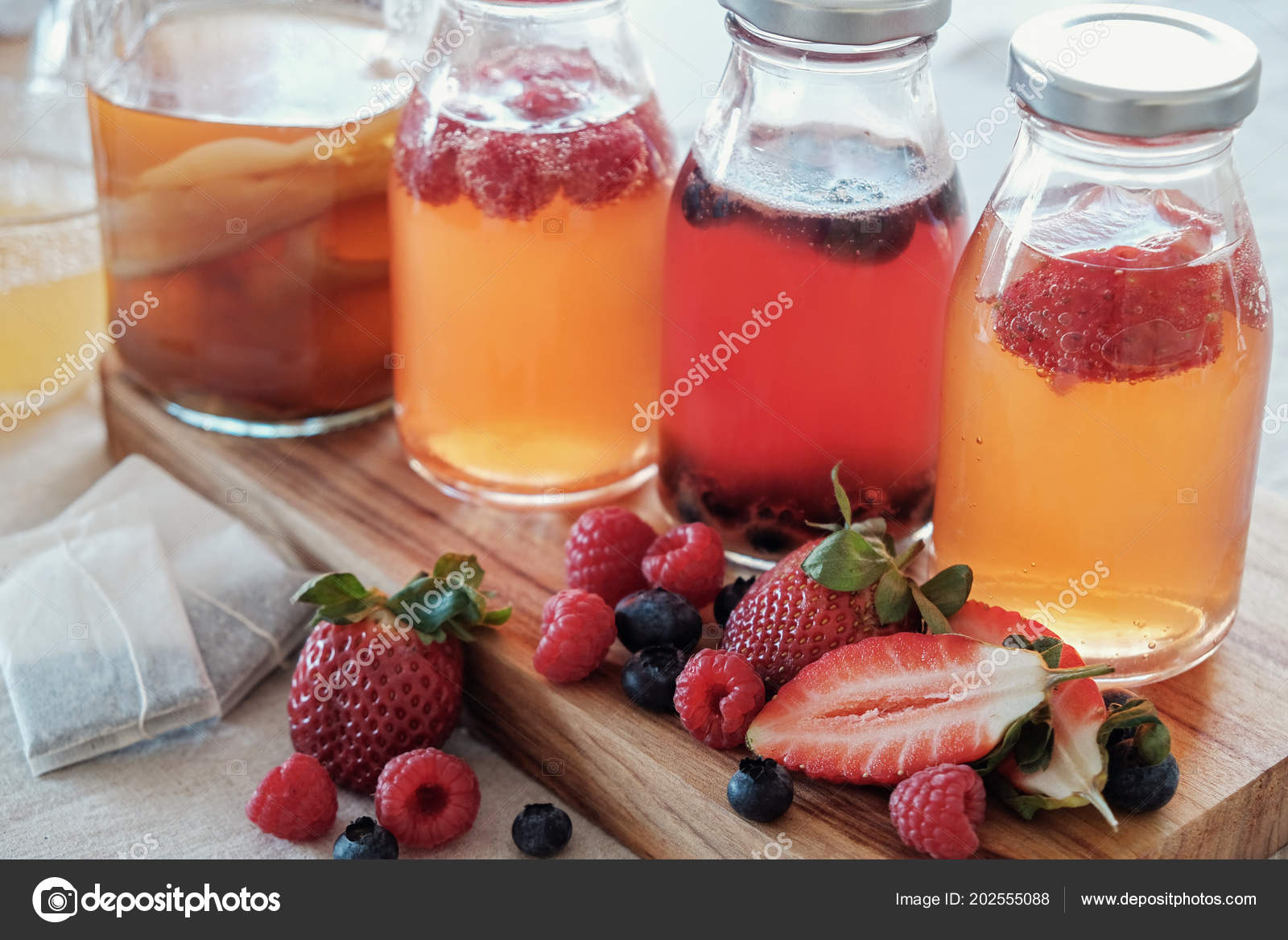 Kombucha Second Fermented Fruit Tea Probiotic Food Healthy Gut Bowel ...