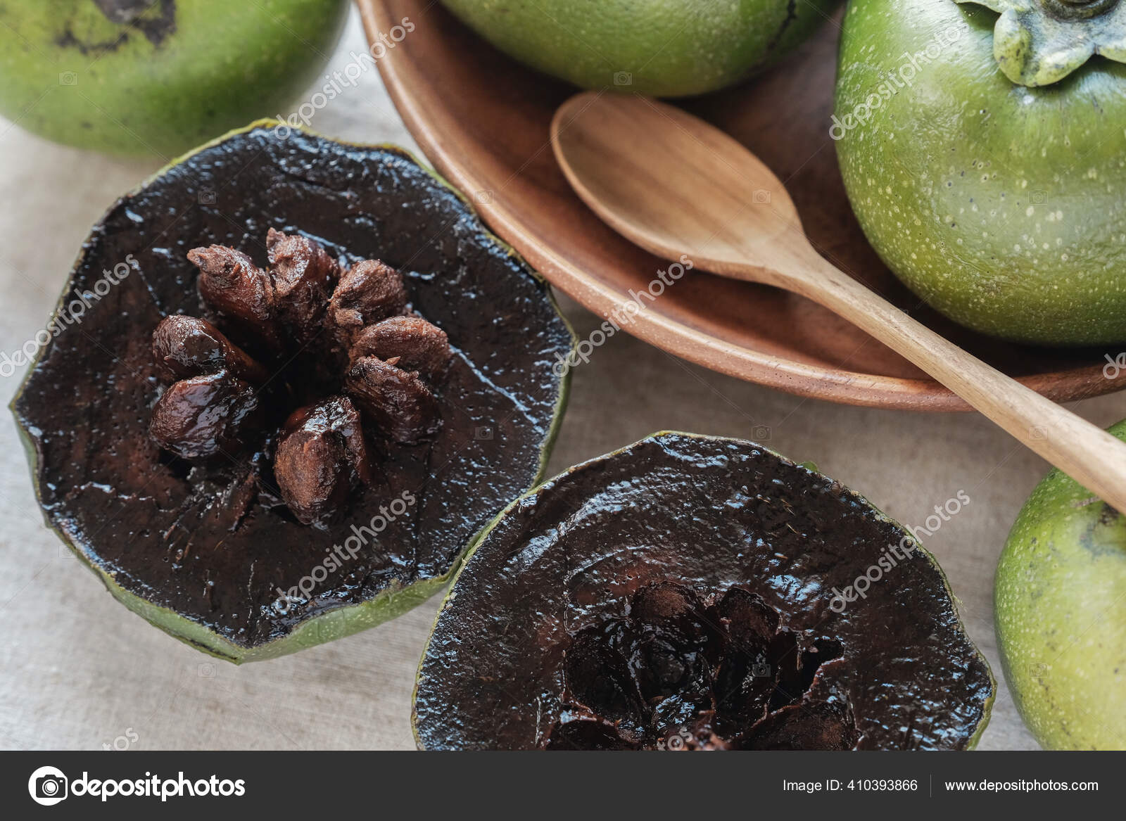 Black Sapote Chocolate Pudding Fruit Plant Based Vegan Food — Stock ...