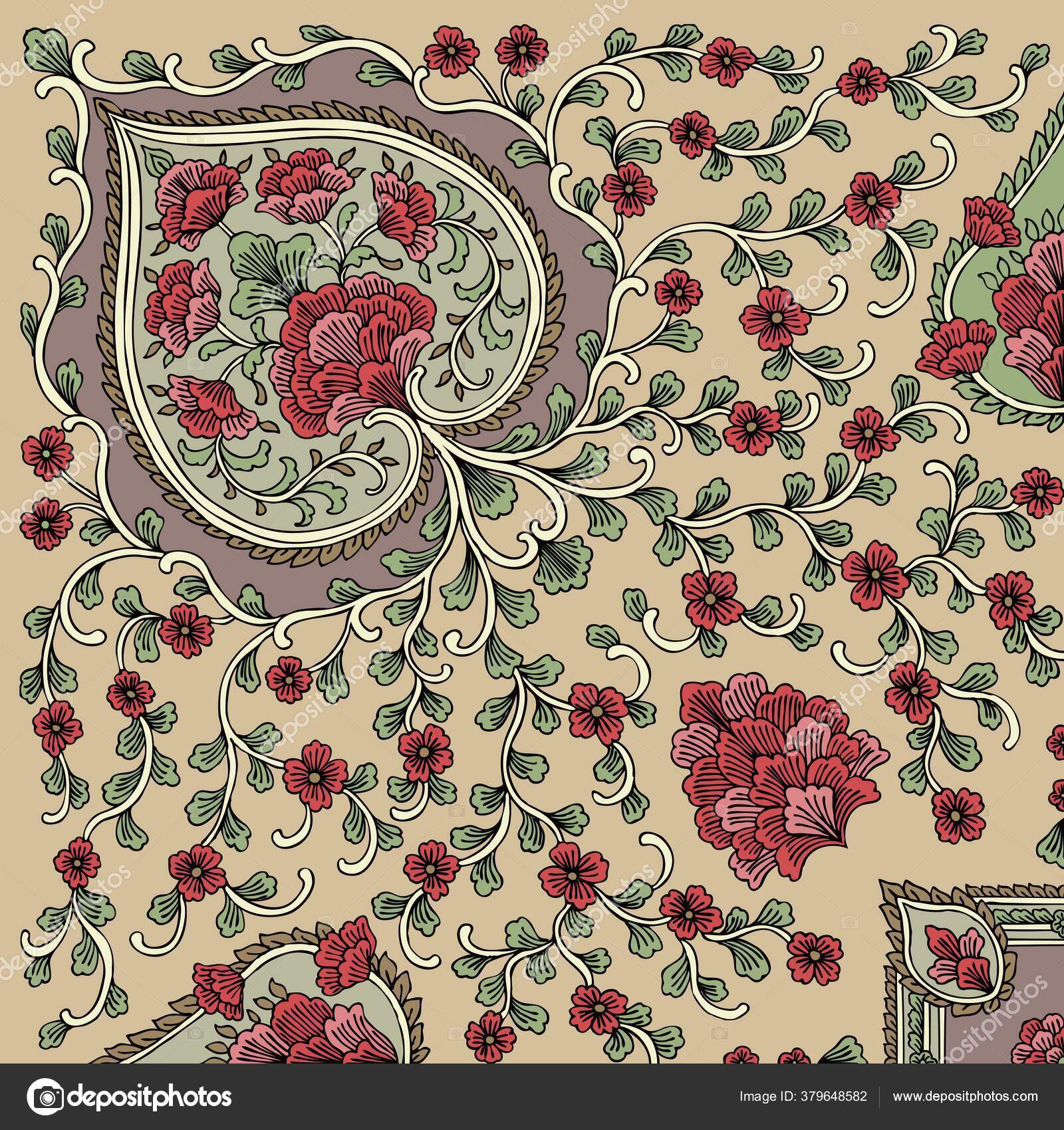 Vector Paisley Pattern Flower Leaves Stock Vector by ©44ee32e 379648582