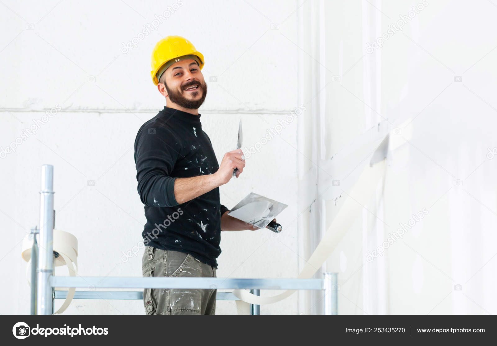 Worker plastering gypsum board wall. Stock Photo by ©AntonioGravante ...
