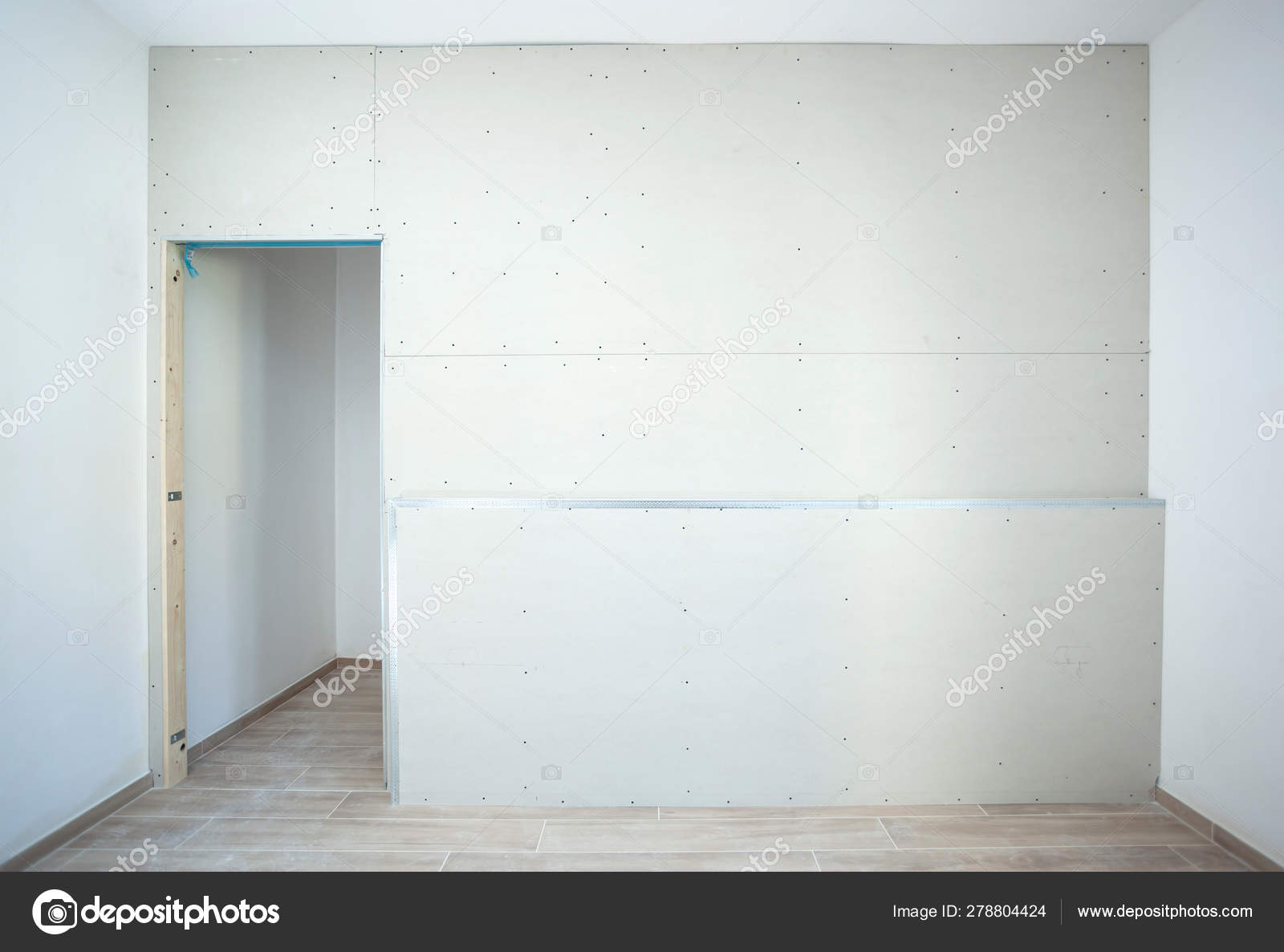 Wall made of plasterboard for a wardrobe in a house. Stock Photo by ...