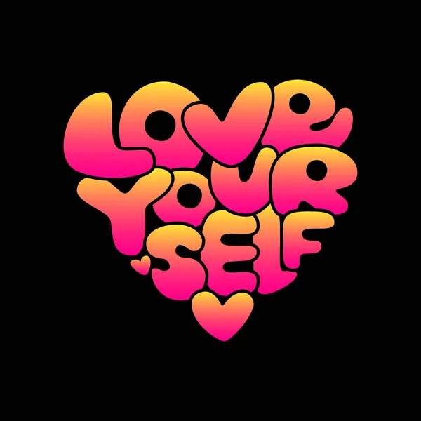 Cute Love Yourself Hand Drawn Heart With Hugging Hands And Lettering