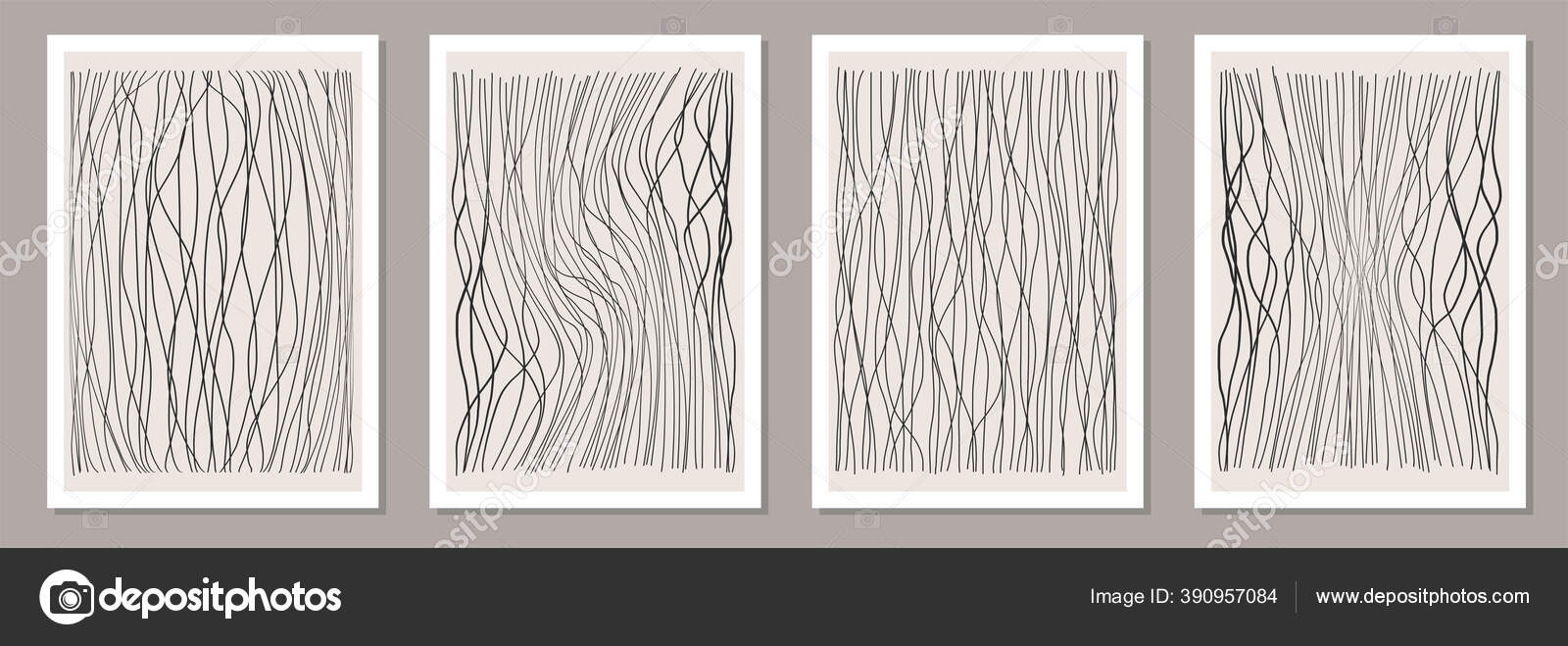 Trendy set of abstract creative minimalist artistic hand drawn line art ...