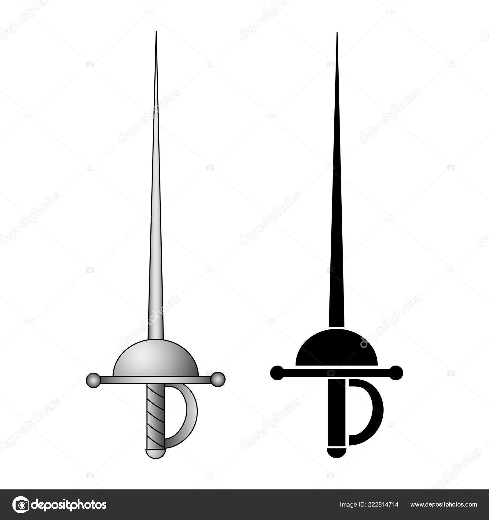 Rapier Medieval Weapon Vector Illustration Isolated White Background ...