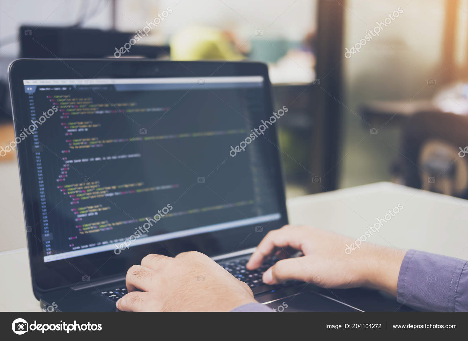 Developing Programming Coding Technologies Desk White Website Design Programmer Working — Stock