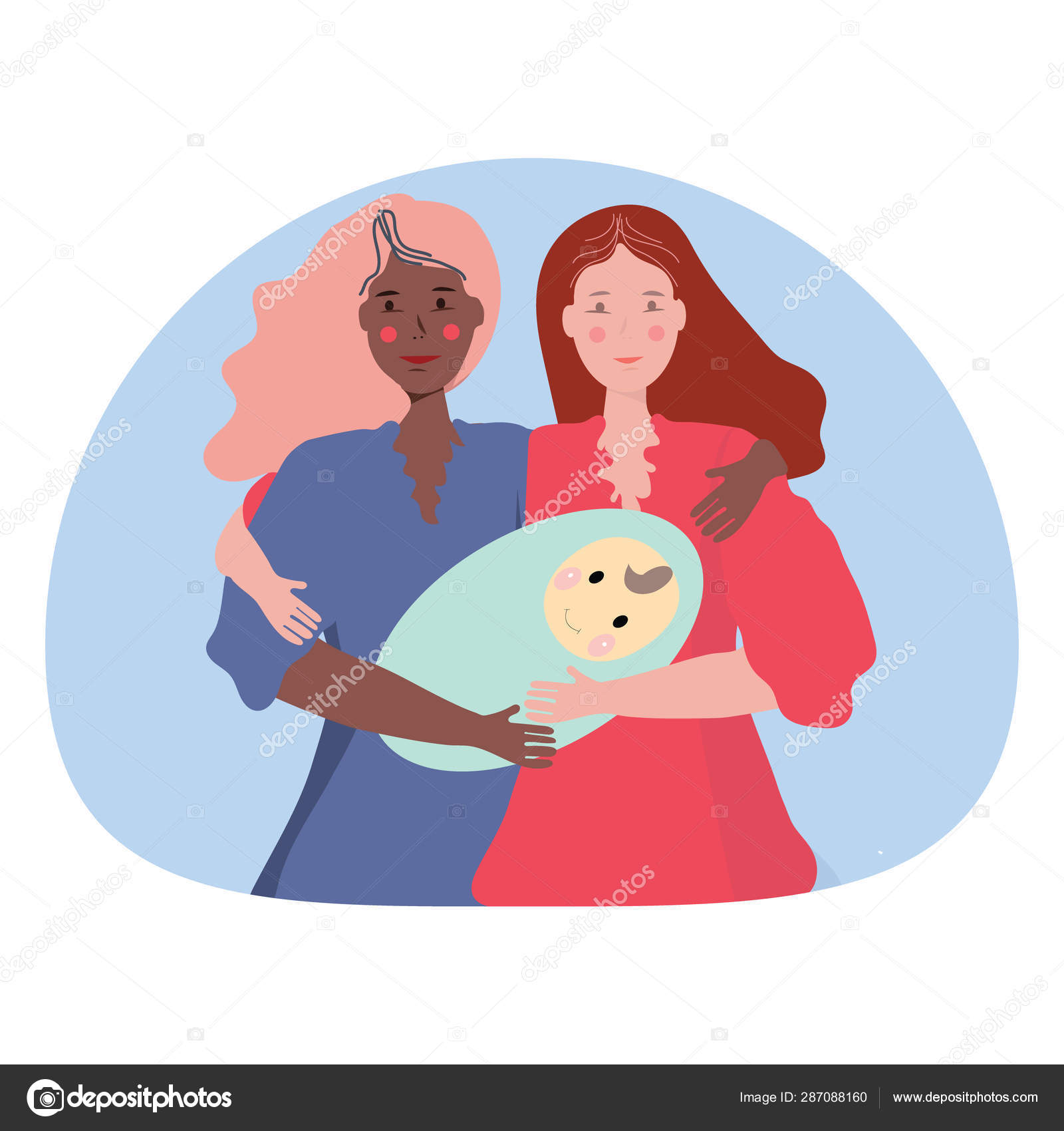 Female couple holding a newwborn baby. LGBT Stock Vector Image by ©Nata ...