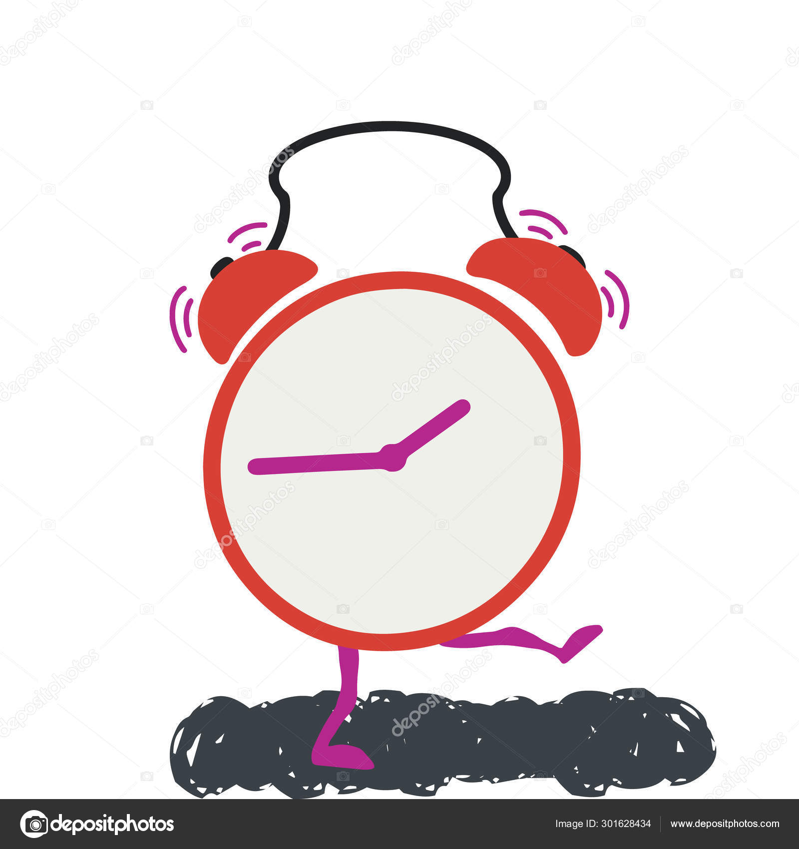 Cartoon character running alarm clock. Stock Photo by ©Nata_Prando ...