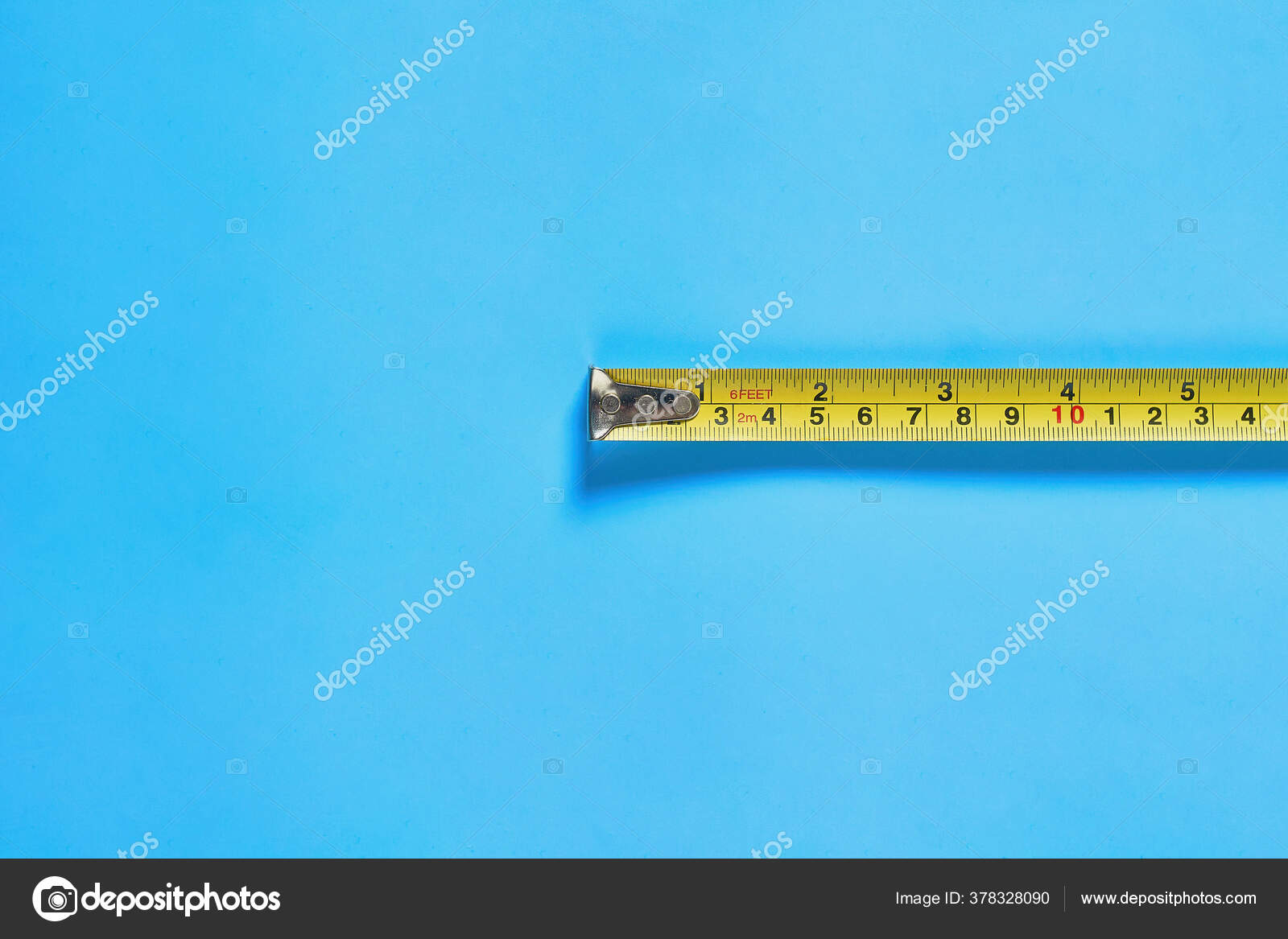 Ruler Measuring Blue Desk Workshop Space Text Top View — Stock Photo ...