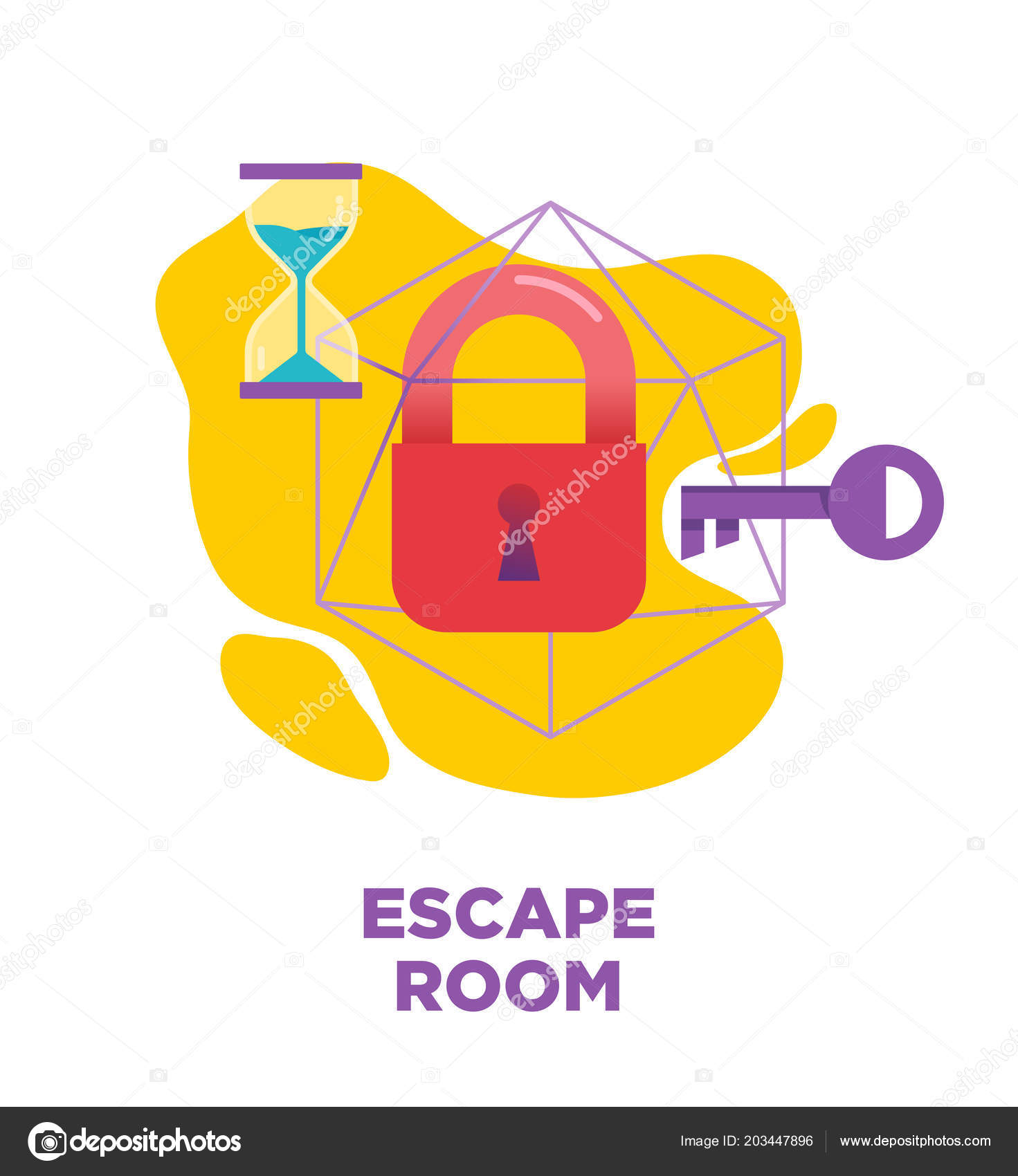 Escape Room Quest Room Real Life Game Vector Illustration Icon Stock ...