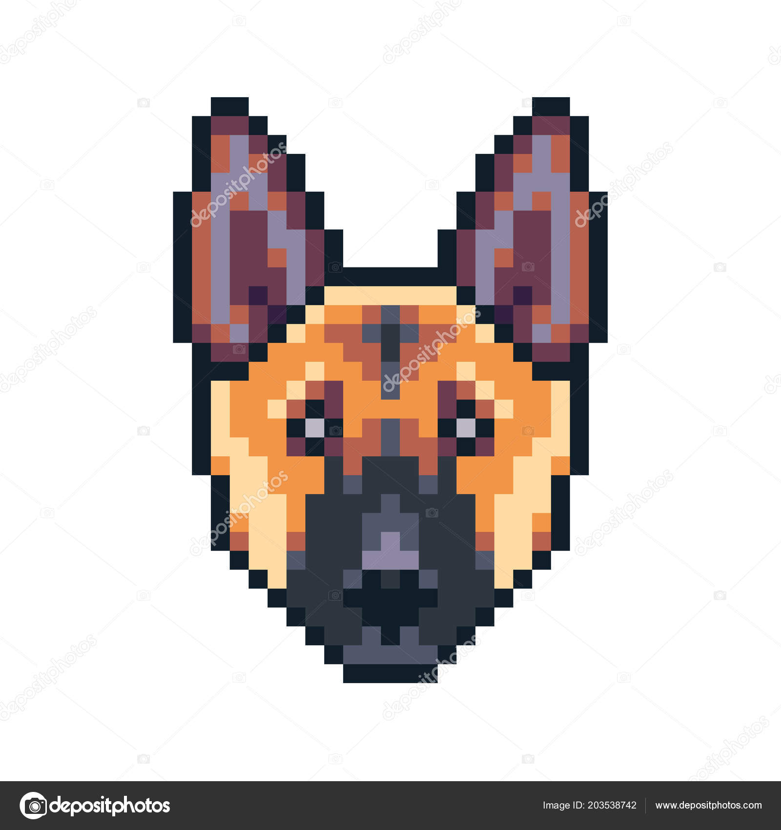 Pixel Arte Pastor Alemán Perro Vector Icono Vector de stock #203538742 ...