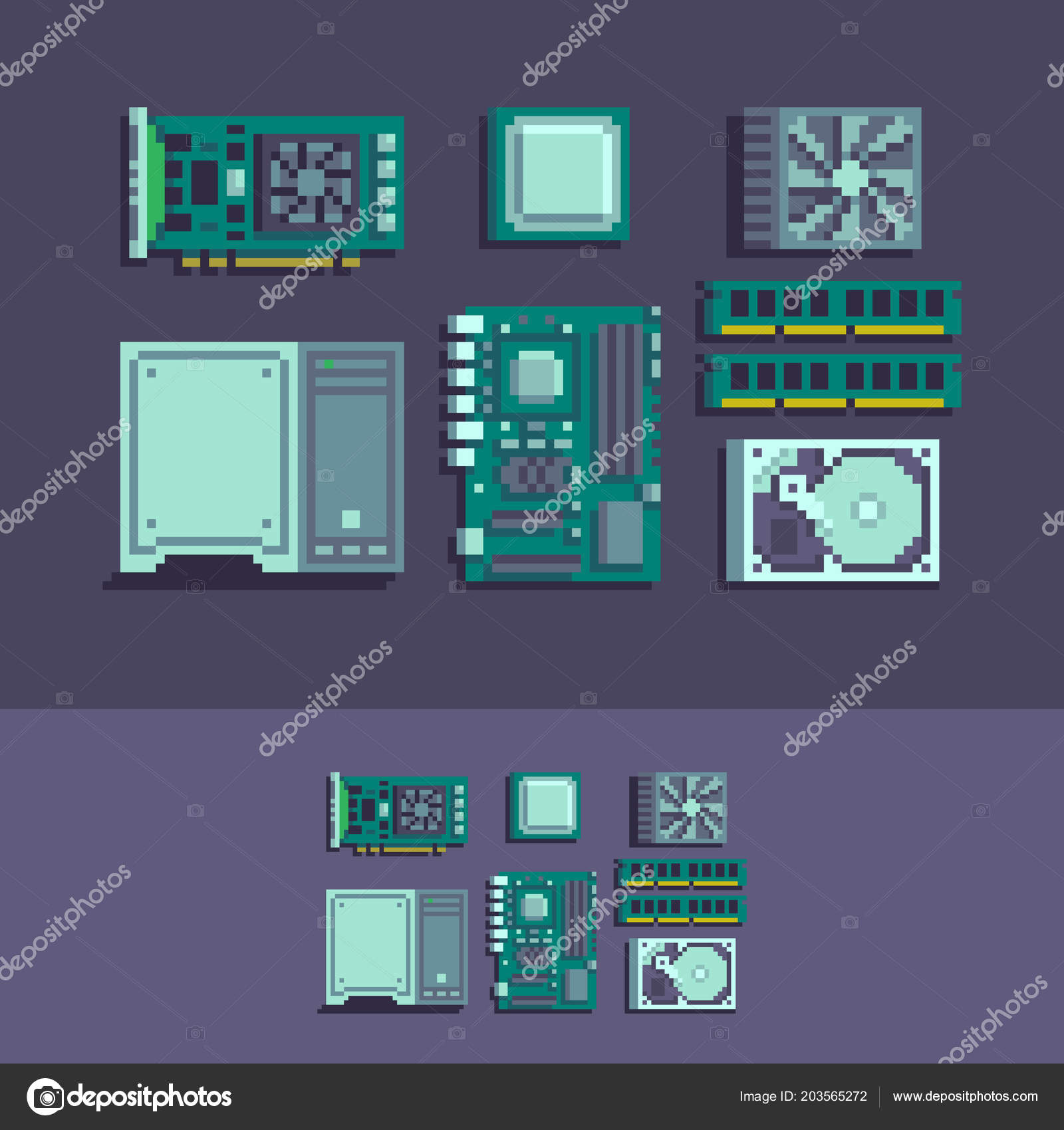 Componentes Para Pixel Art Vector Set imagem vetorial de © kmarfu ...