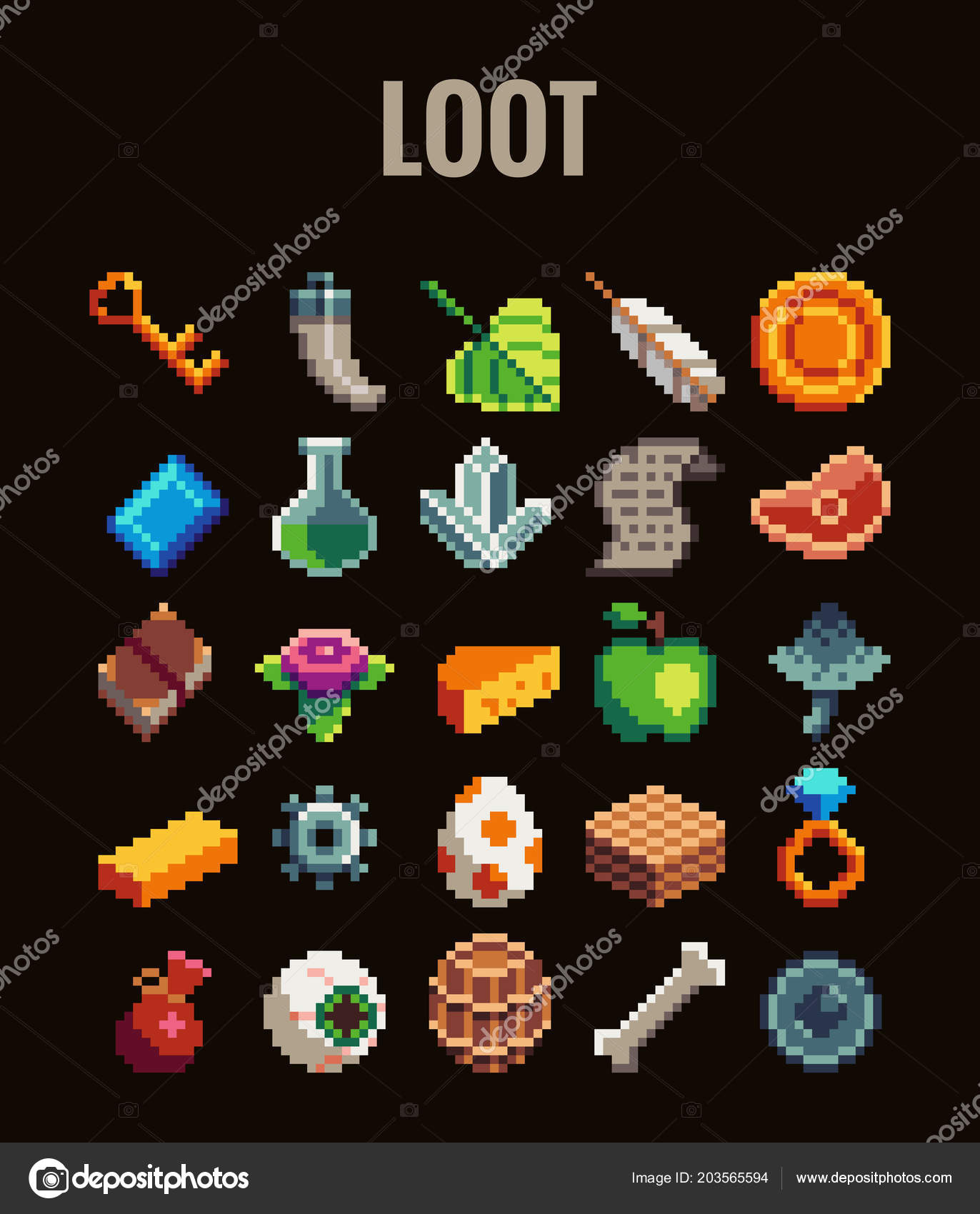 Pixel Art Loot Set Video Games Retro Style Bit Icons Stock Vector by ... Pixel Art Loot Set Video Games Retro Style Bit Icons Stock Vector by ...