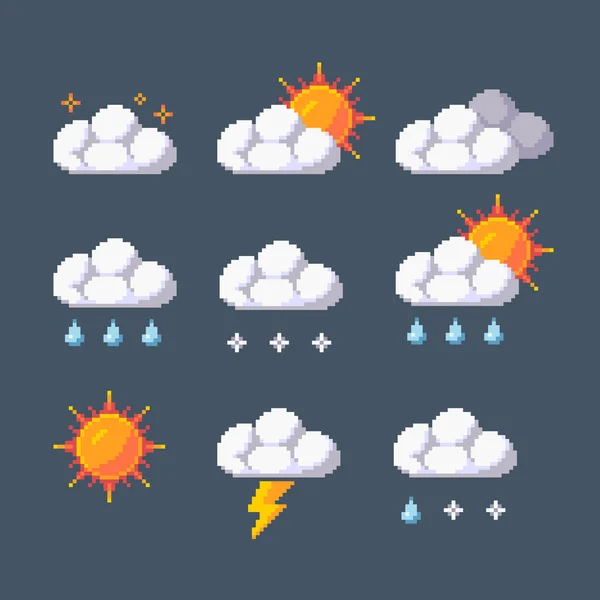 Pixel art weather set Vector Art Stock Images | Depositphotos