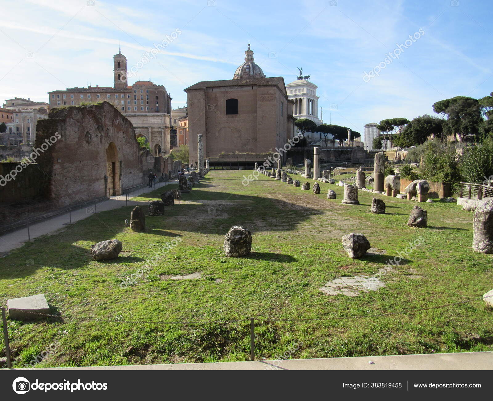 Ruins Basilica Aemilia Curia Julia Senate House Background Roman Forum ...