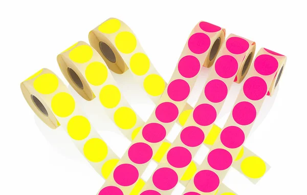 Colored Label Rolls Isolated White Background Shadow Reflection Color ...