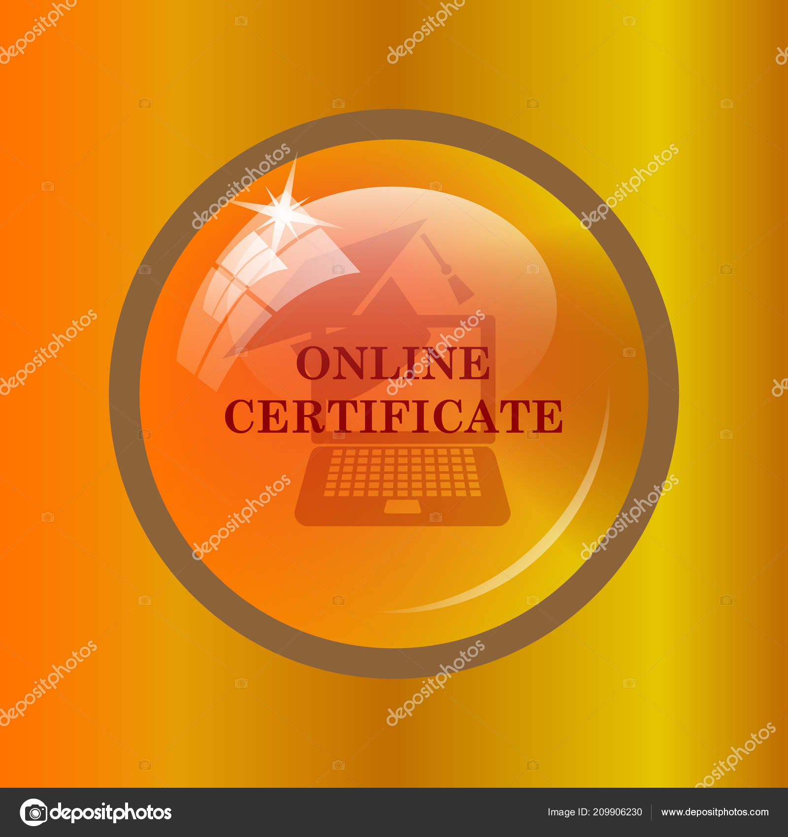 Online Certificate Icon Internet Button Colored Background — Stock ...