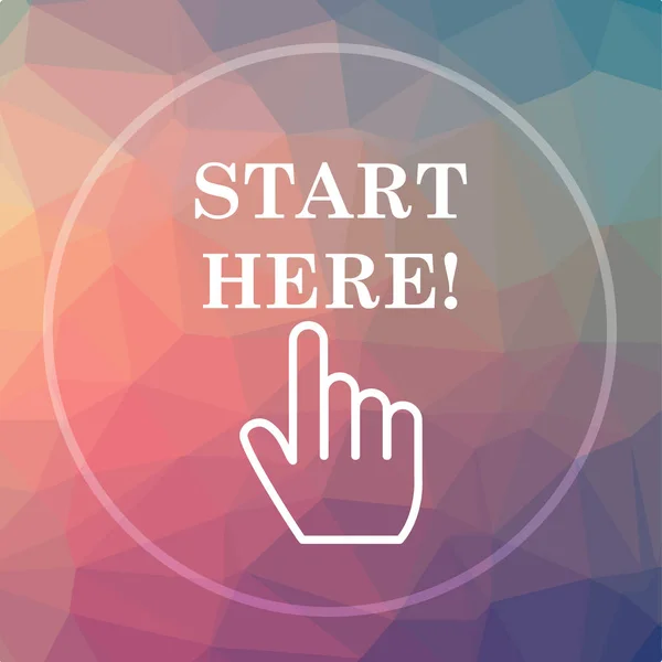 Start here icon. Start here website button on low poly background ...