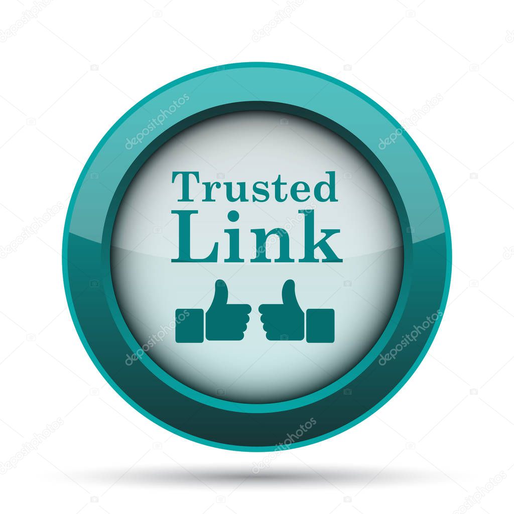 Icono de enlace de confianza. Botón de Internet sobre fondo blanco 2023