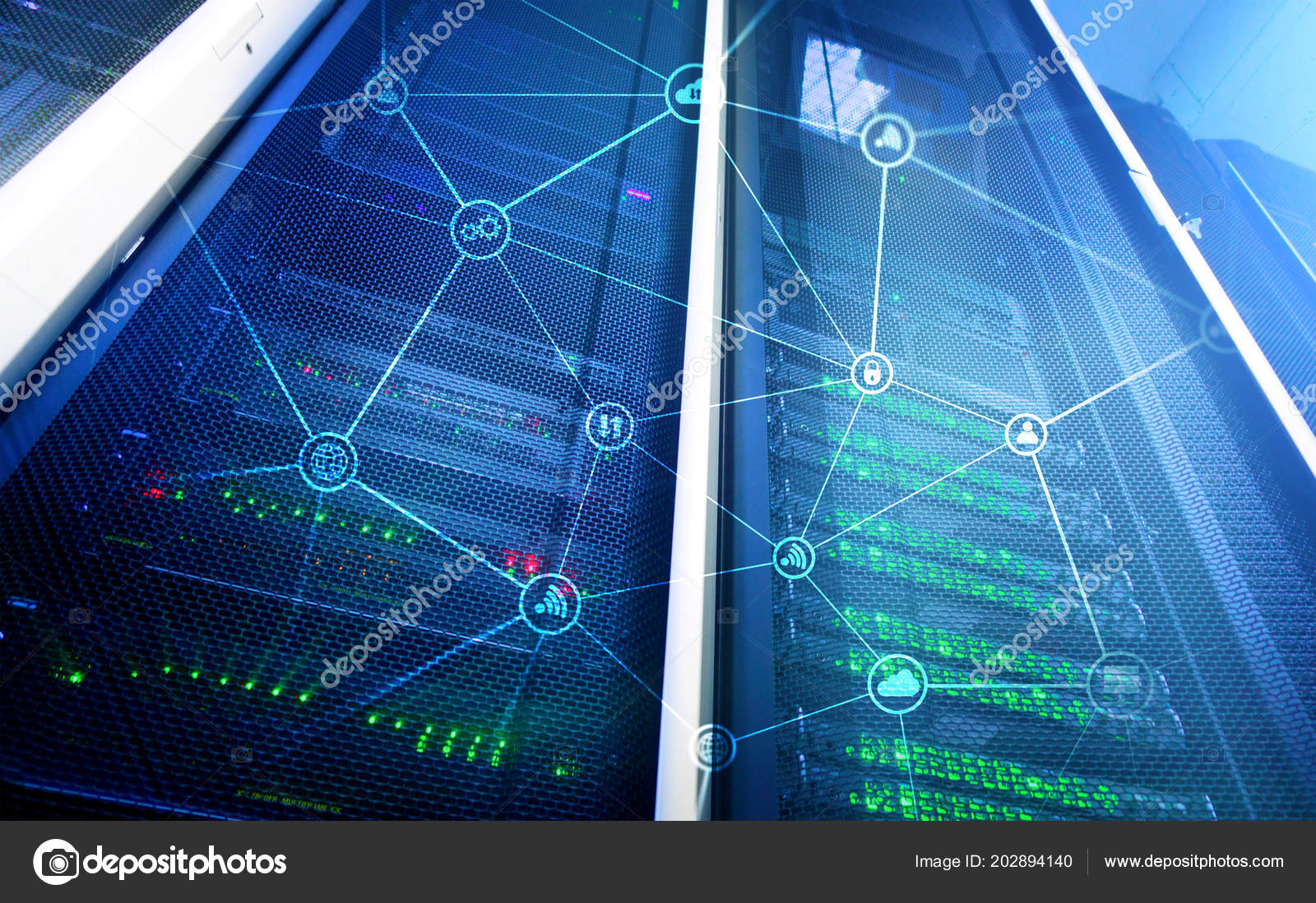 Telecommunication Concept Abstract Network Structure Server Room ...