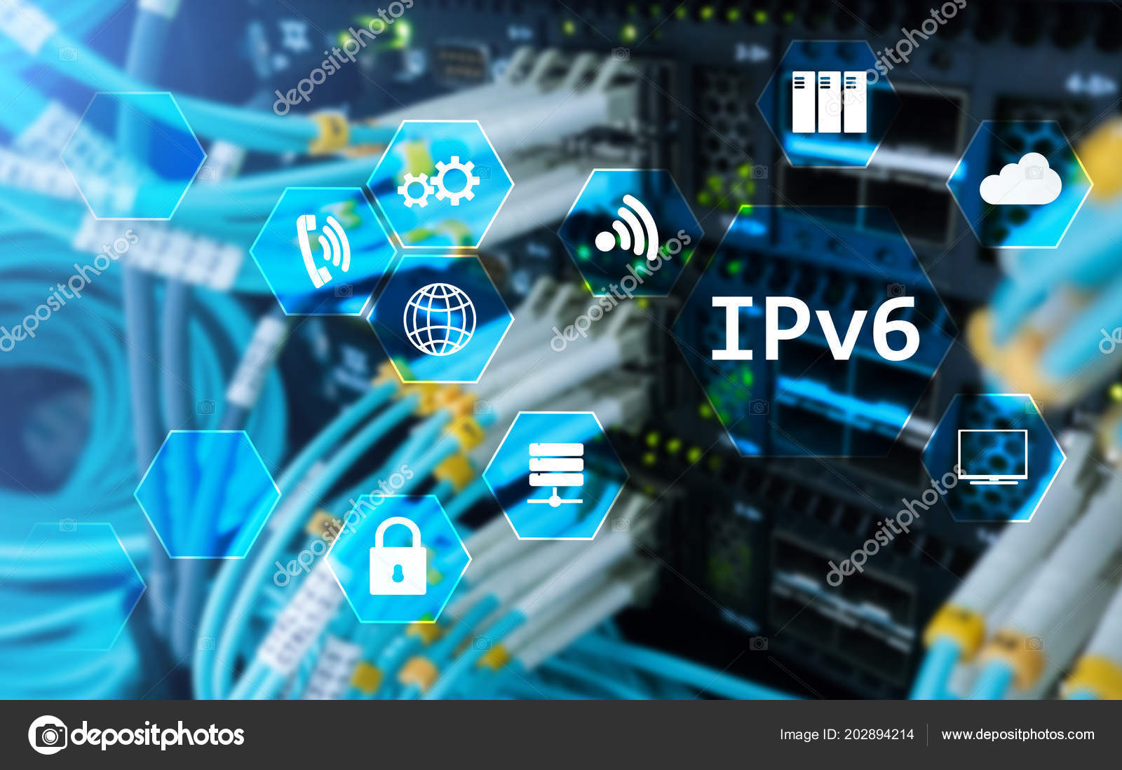 Ipv6 Network Technology Concept Server Room Background Stock Photo by ...