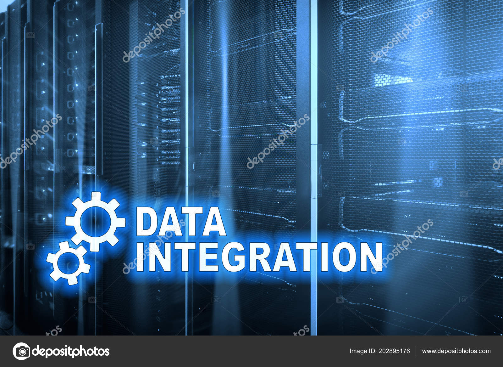 Data Integration Information Technology Concept Server Room Background ...