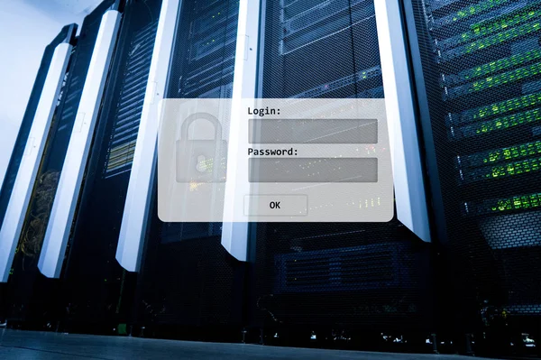 Server Room Login Password Request Data Access Security — Stock Photo ...