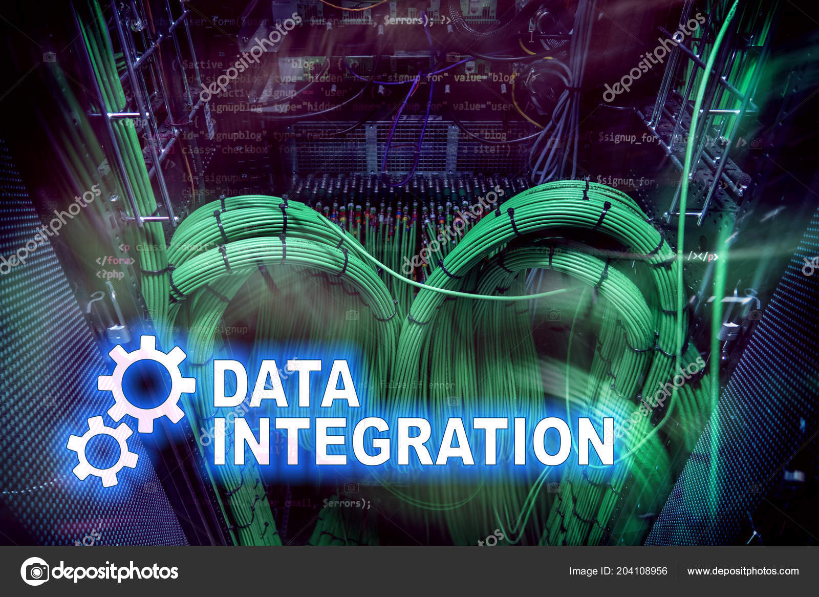 Data Integration Information Technology Concept Server Room Background ...