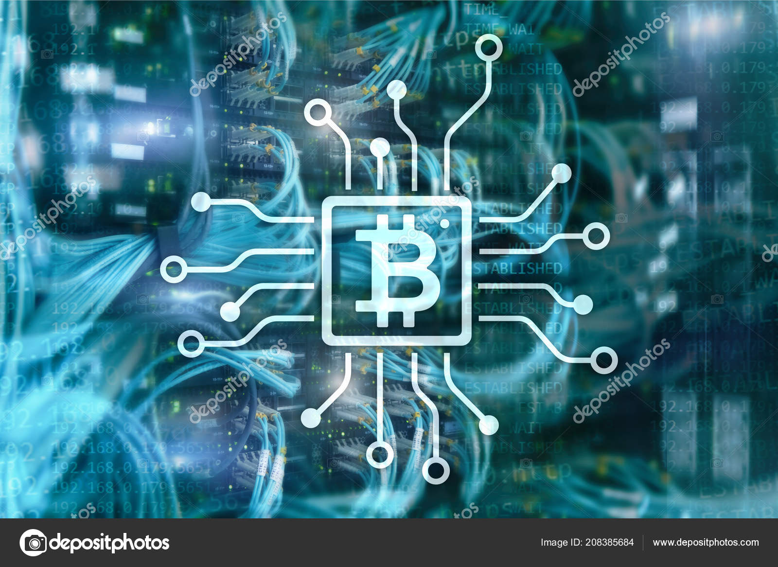 Bitcoin Blockchain Concept Server Room Background – Stock Editorial ...