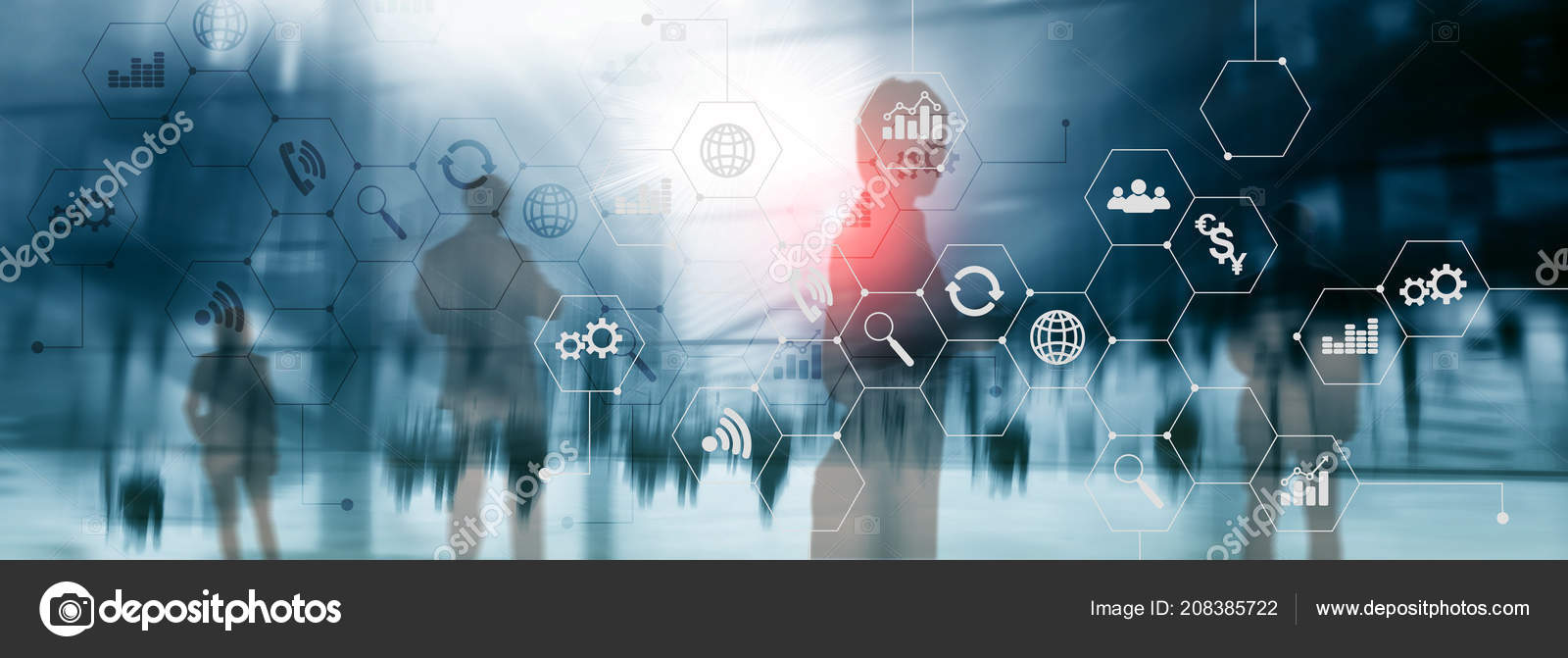 Double Exposure Mixed Media Diagrams Icons Hologram Screen Business ...