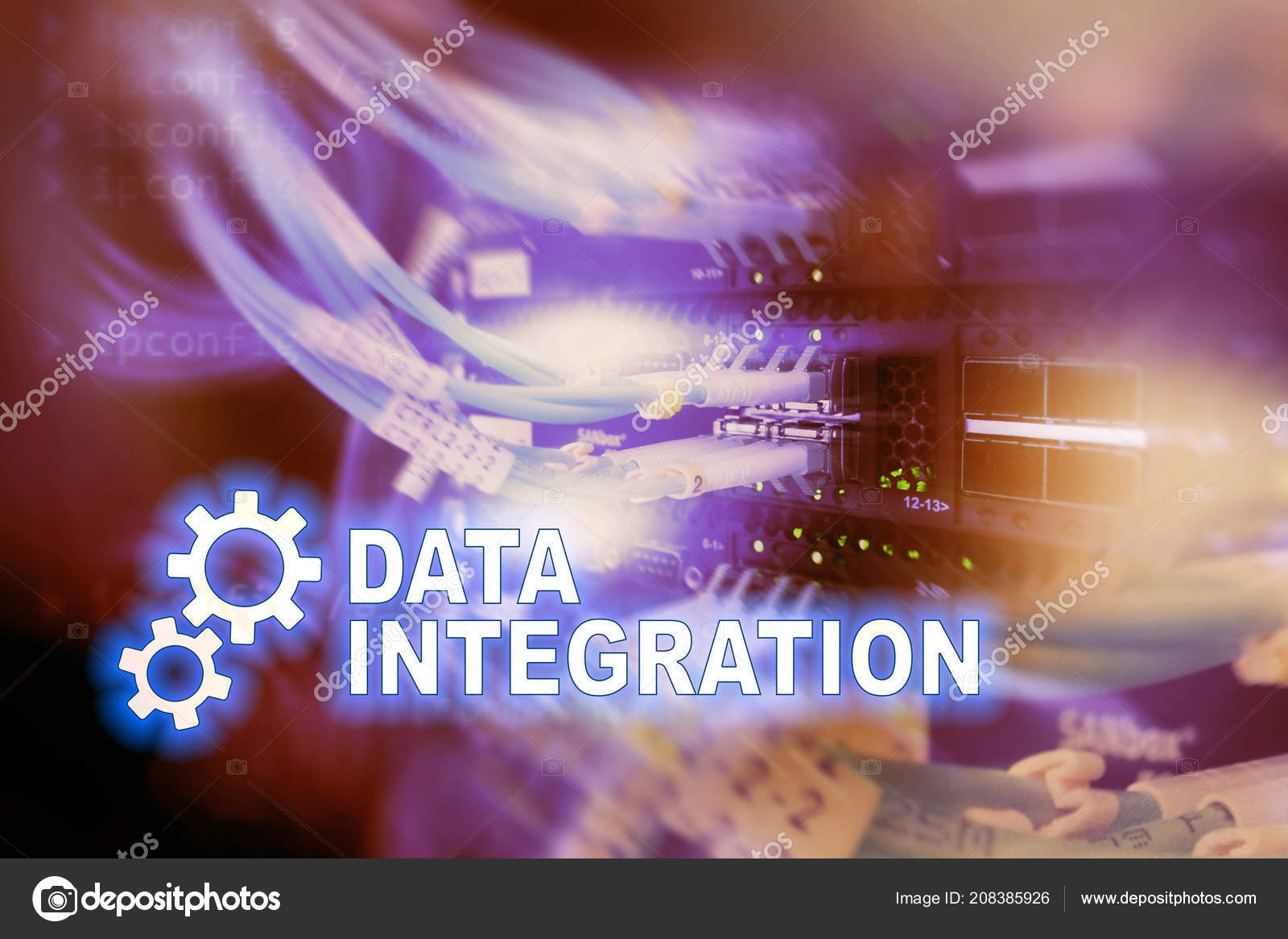 Data Integration Information Technology Concept Server Room Background ...