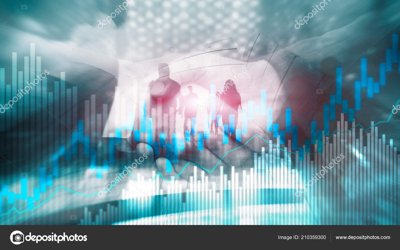 Stock Trading Candlestick Chart Diagrams Blurred Office Center ...