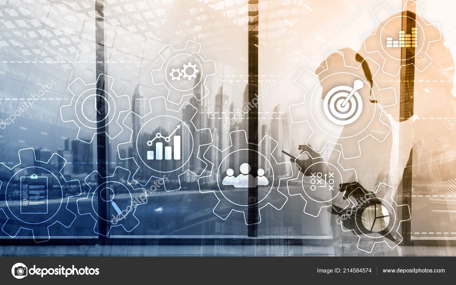 Business Process Automation Concept Gears Icons Abstract Background Stock Photo by ©Funtap 214584574