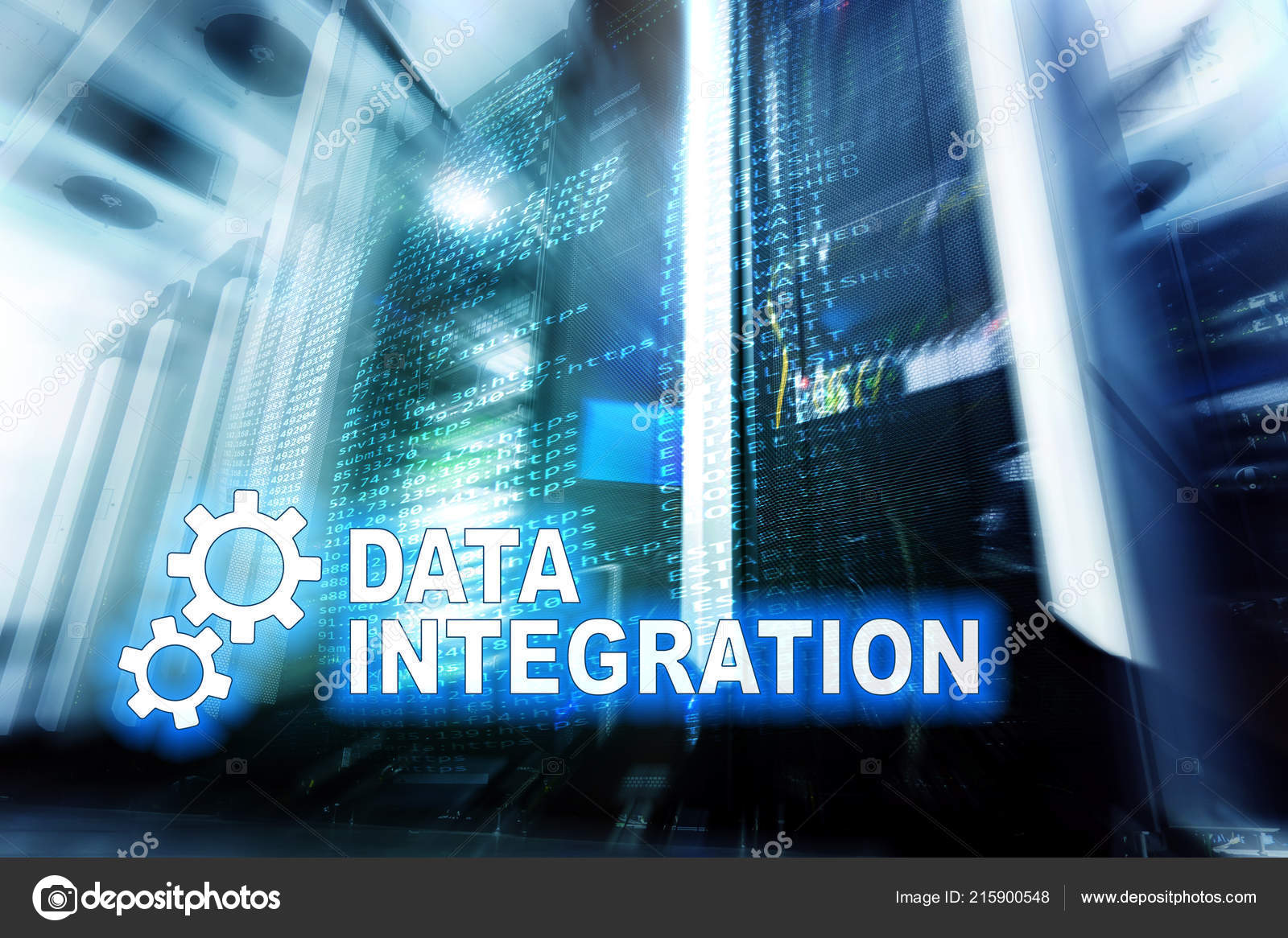 Data Integration Information Technology Concept Server Room Background ...