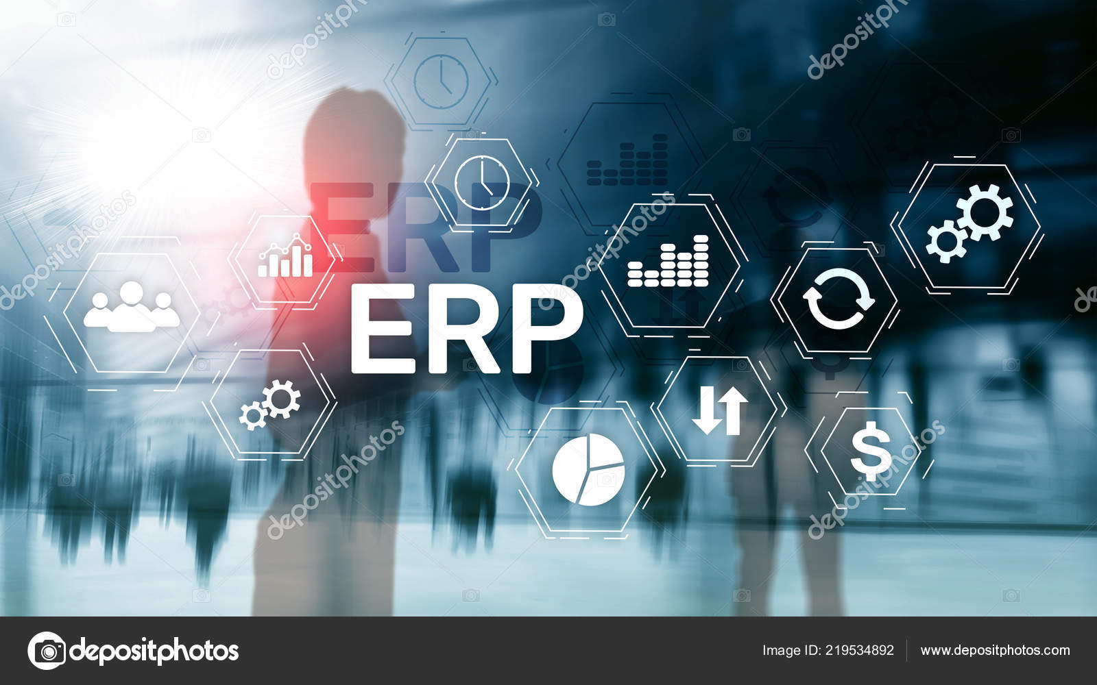Erp System Enterprise Resource Planning Blurred Background Business ...