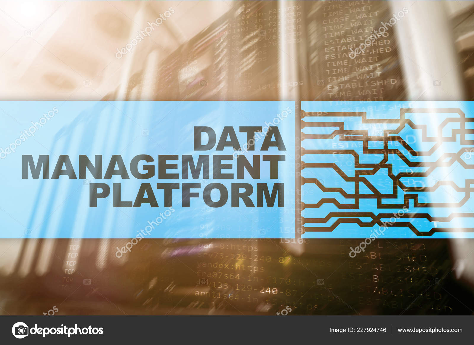 Data Management Analysis Platform Concept Server Room Background Stock ...