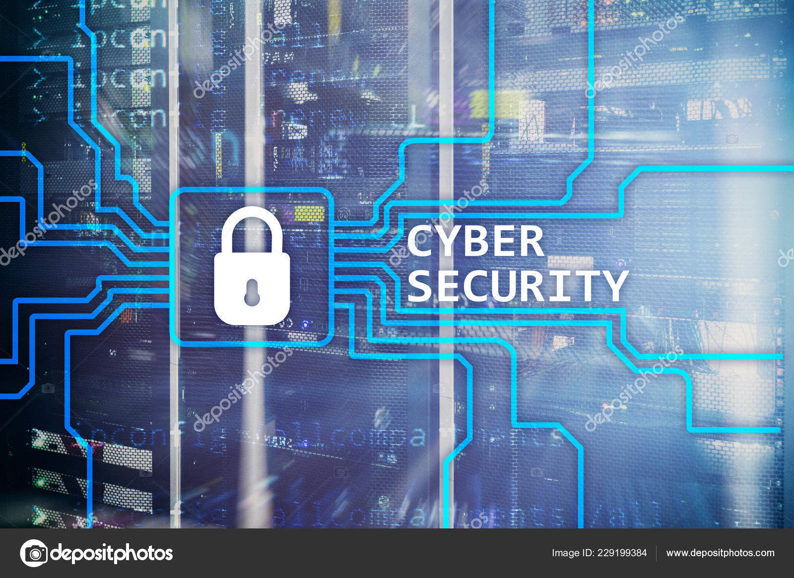 Cyber Security Information Privacy Data Protection Concept Server Room ...