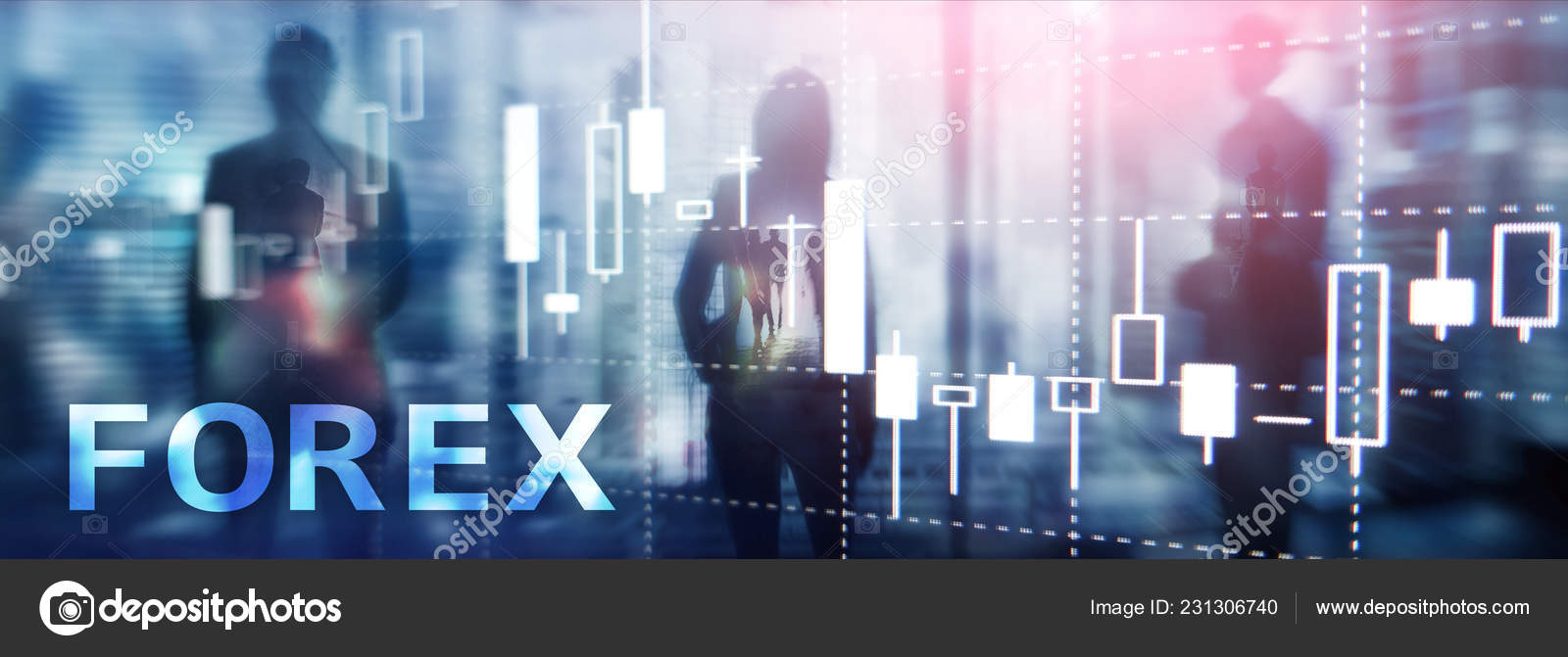 Forex Trading Financial Candle Chart Graphs Blurred Business Center ...