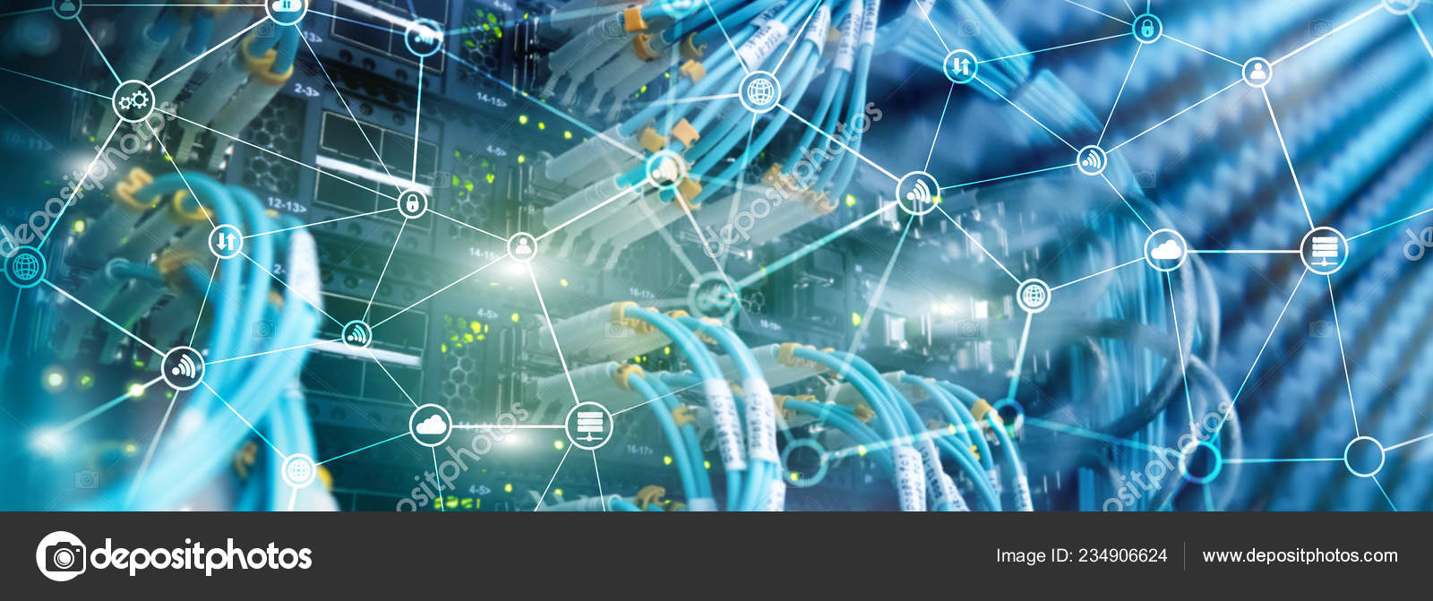 Telecommunication Concept Abstract Network Structure Server Room ...