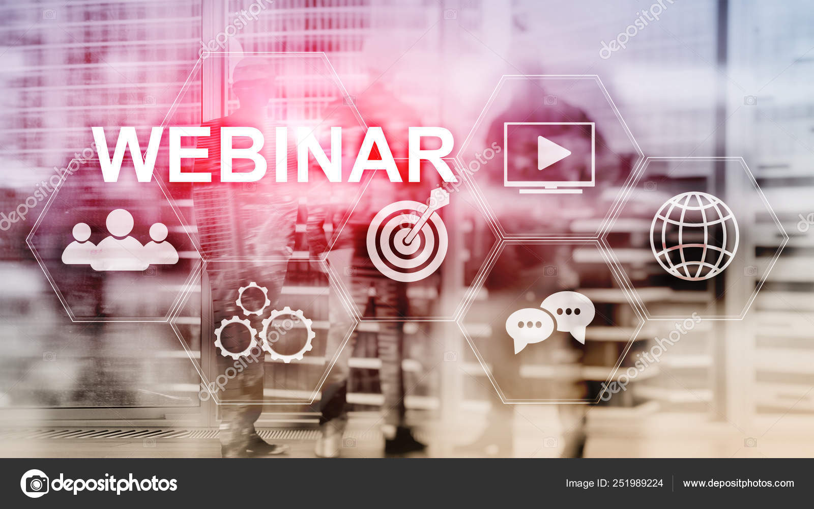 Webinar, Personal development and e-learning concept on blurred ...