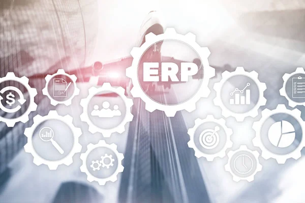 ERP system, Enterprise resource planning on blurred background ...