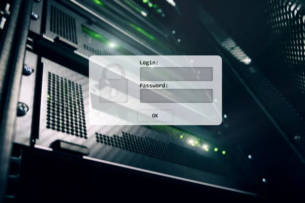Server Room Login Password Request Data Access Security — Stock Photo ...