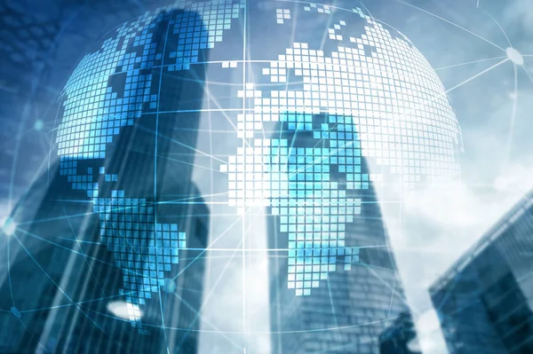 Financial Chart Blurred Skyscraper Office Background — Stock Photo ...