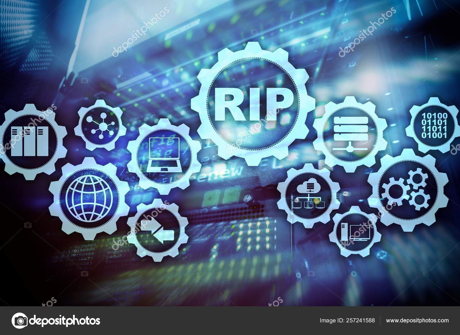 RIP Routing Information Protocol. Technology networks cocept. Stock ...