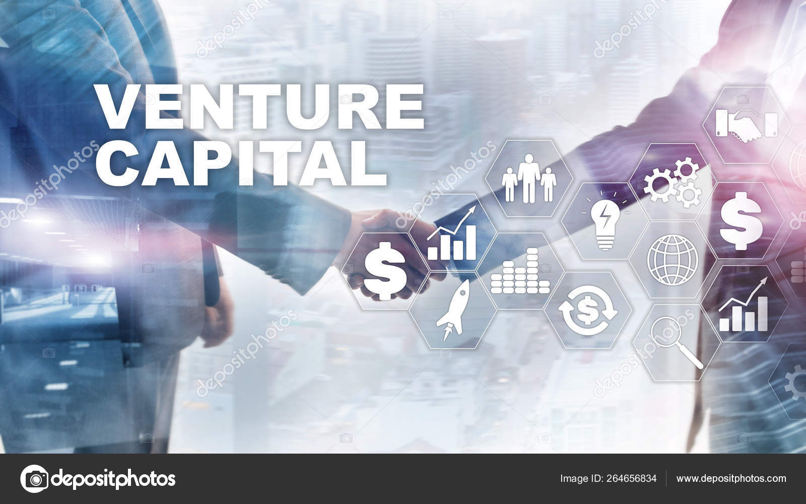 Venture Capital on Virtual Screen. Business, Technology, Internet and ...