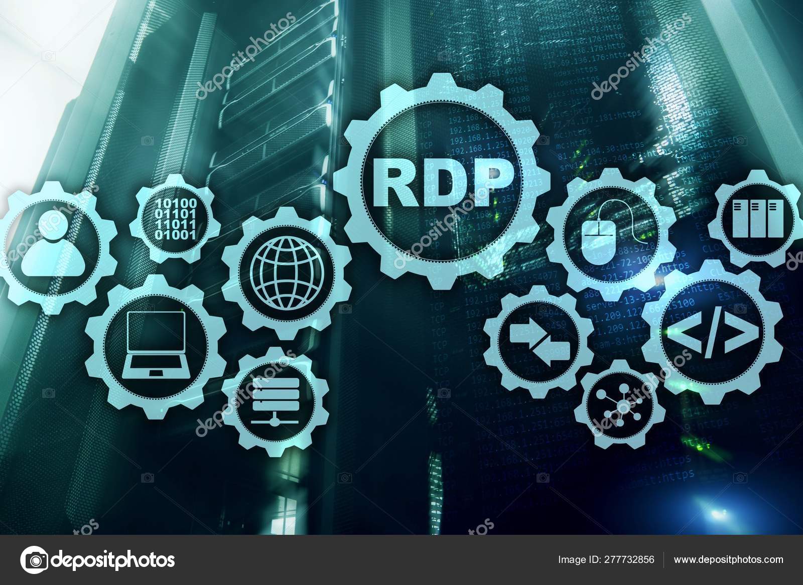 RDP Remote Desktop Protocol. Terminal Services. Server background. — Stock Photo © Funtap #277732856