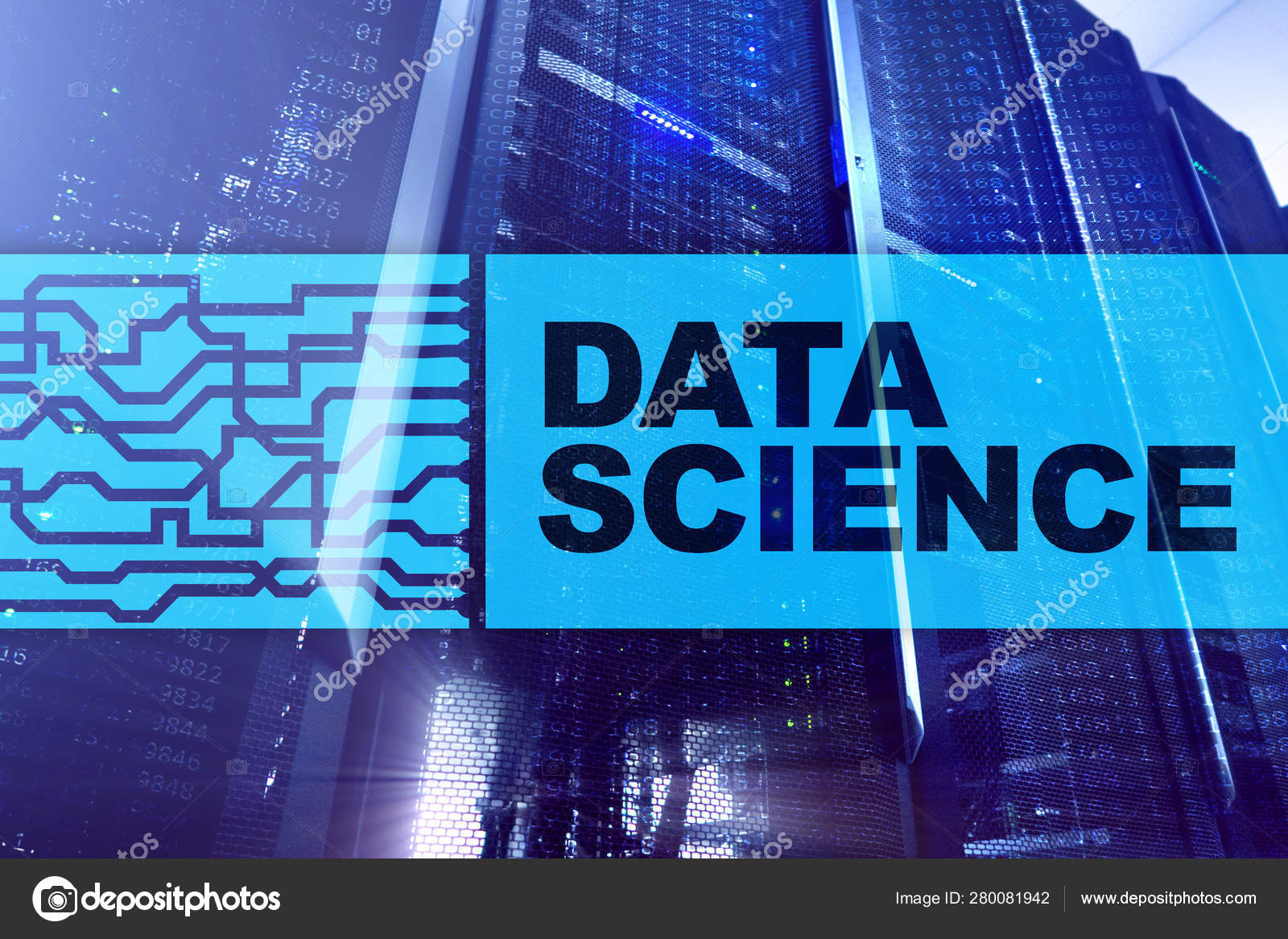 Data Science Artificial Intelligence Concept. Futuristic Supercomputer ...