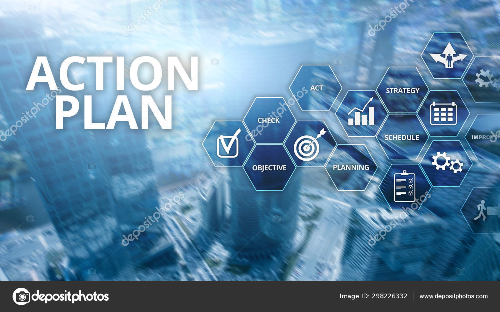 Action Plan Strategy Planning Vision Direction. Financial concept on ...