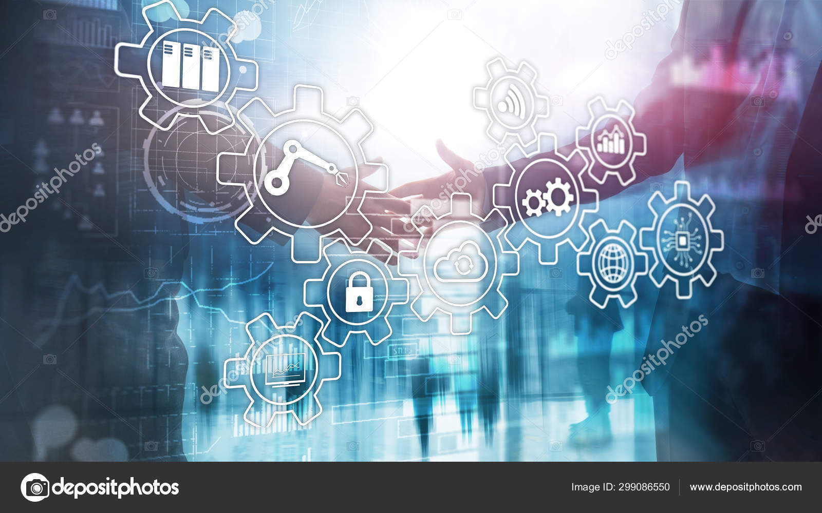 Technology innovation and process automation. Smart industry 4.0. Stock ...