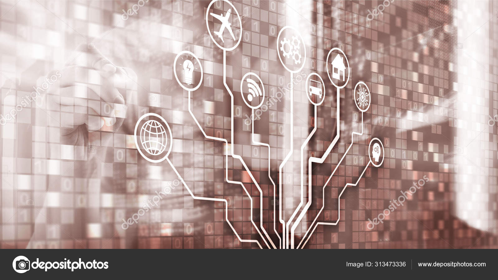 IOT. DIgitalization, Digital disruption background matrix information ...