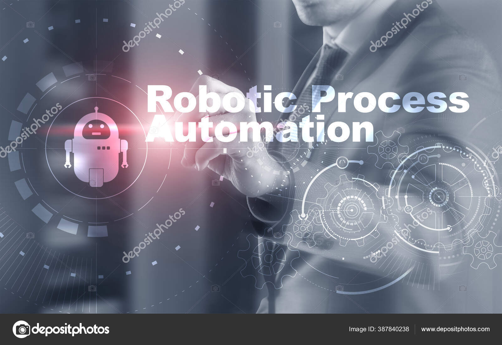 RPA Robotic Process Automation. Ai algorithm analyze Business. — Stock ...